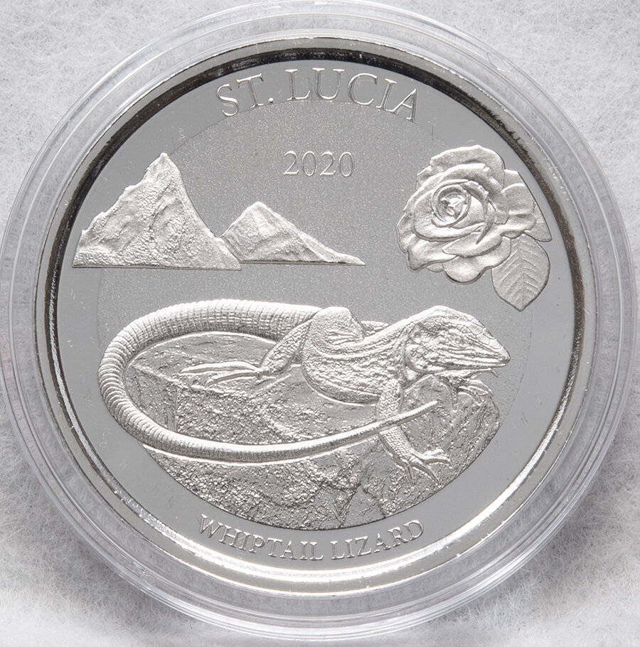 St. Lucia EC8 Whiptail Lizard - 2 Dollar 2020* 1 oz.